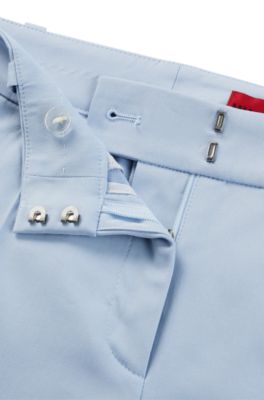 HUGO - Slim-fit cropped trousers with zipped inner hems - Light Blue