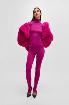 BOSS - Top zippé NAOMI x BOSS en jersey stretch - Rose