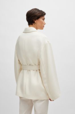 BOSS - Italian-made coat with tie belt and smooth lining