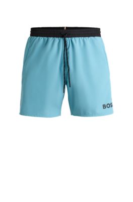 BOSS - Swim shorts with contrast logo - Light Blue