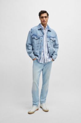 BOSS - Regular-fit jeans in blue mechanical-stretch denim - Light Blue
