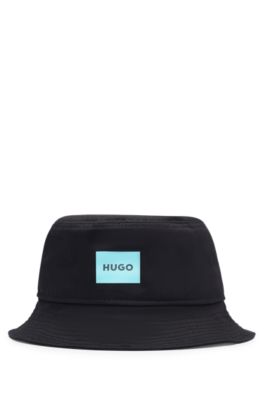 HUGO - Cotton-twill bucket hat with logo label - Black