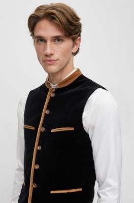 BOSS - Colete BOSS Menswear Trachten em veludo de algodão - Black