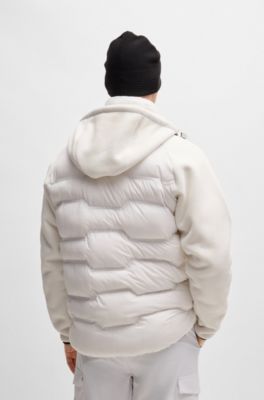 BOSS - Mixed-material jacket with quilted front - White