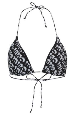 HUGO - Triangle bikini top with repeat logo print