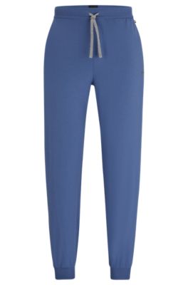 BOSS - Cuffed tracksuit bottoms in stretch cotton with embroidered logo