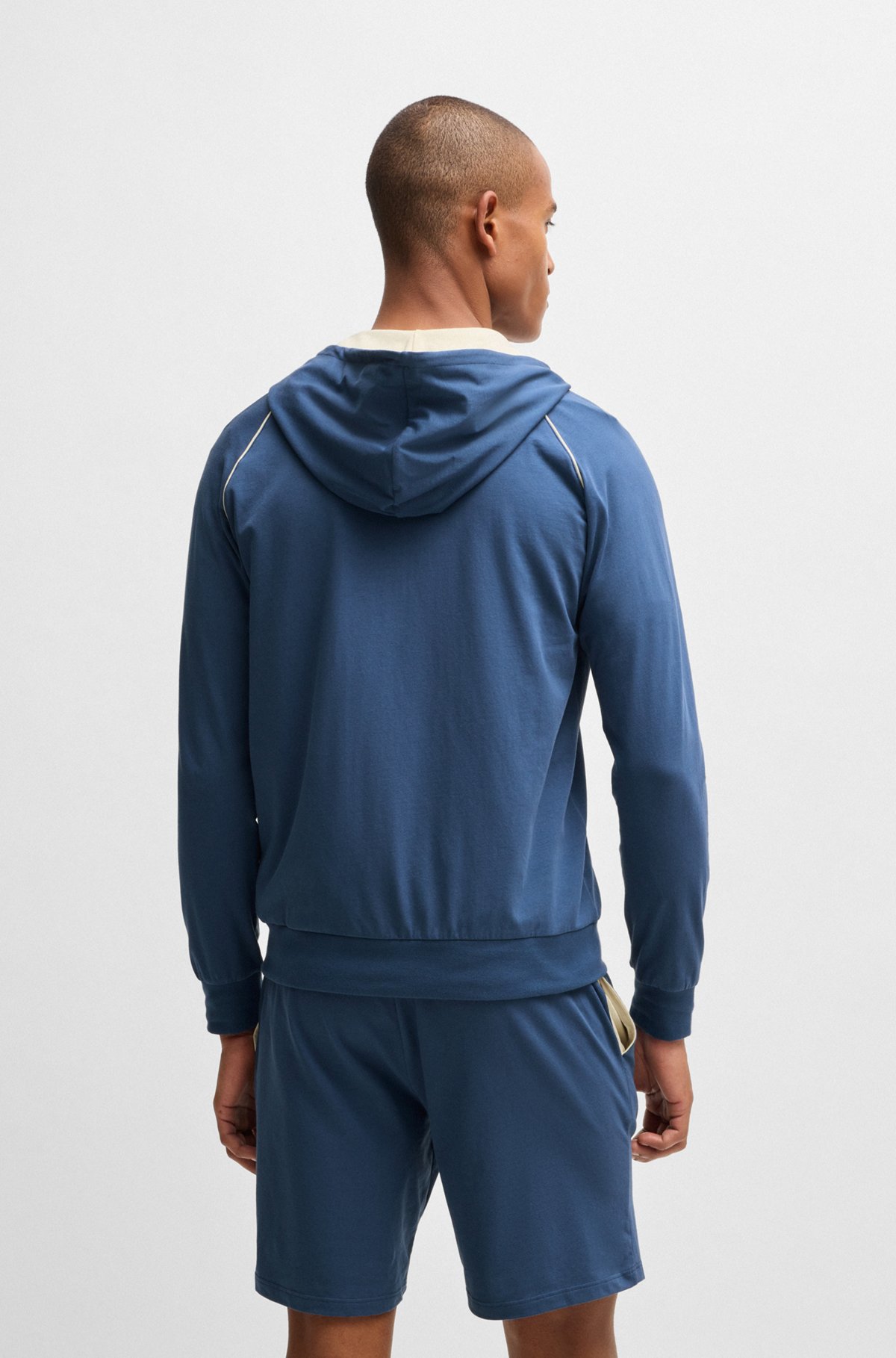 BOSS - ジップアップフーディ ストレッチコットン ロゴエン BOSS - ジップアップフーディ ストレッチコットン ロゴエン
