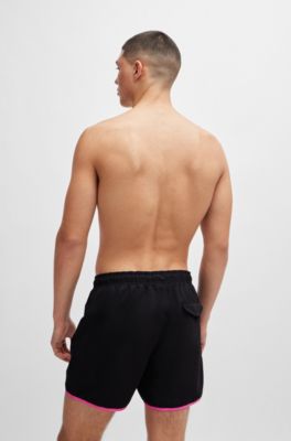 HUGO - Contrast-binding quick-dry swim shorts with seasonal logo