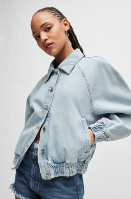 HUGO - Blue-denim jacket with rear logo