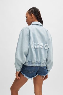 HUGO - Blue-denim jacket with rear logo