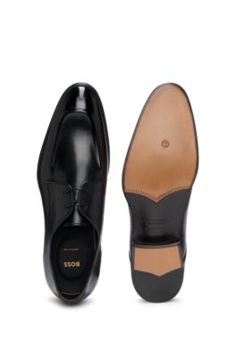BOSS - Apron-toe Derby shoes in leather with heel detail