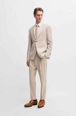 BOSS - Apron-toe Derby shoes in leather with heel detail - Brown