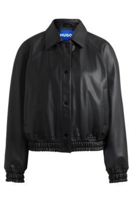 HUGO - Relaxed-fit jacket in faux leather with rear logo