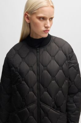HUGO - Water-repellent liner jacket with stacked-logo quilting - Black