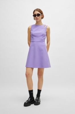 HUGO - Sleeveless mini dress with cut-out shoulder detail - Light Purple