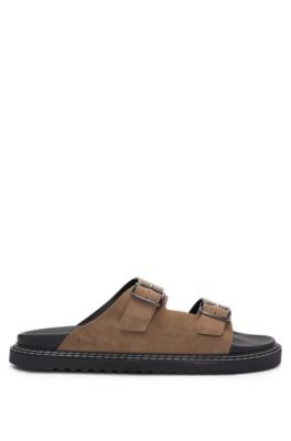 BOSS - Twin-strap sandals with suede uppers and buckle closure