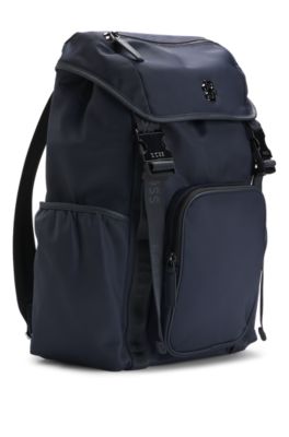 BOSS - Matte-twill backpack with double monogram and full lining - Dark ...