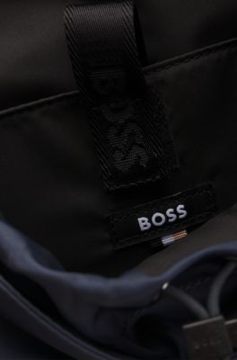 BOSS - Matte-twill backpack with double monogram and full lining - Dark ...