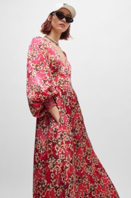 HUGO - Robe longue avec imprimé à fleurs et boutons