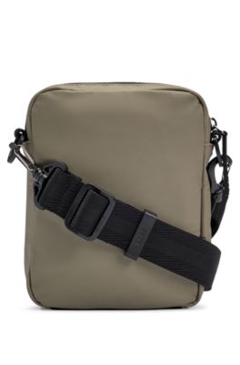 BOSS - Faux-leather reporter bag with tonal logo - Light Green