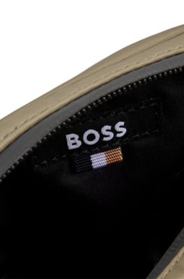 BOSS - Faux-leather reporter bag with tonal logo - Light Green