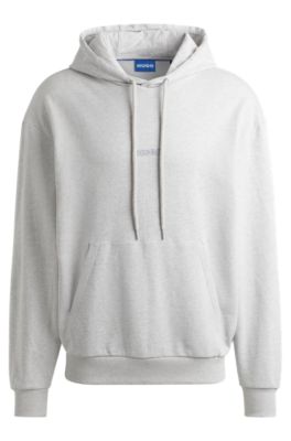 HUGO - Cotton-terry hoodie with outline logos - Light Grey