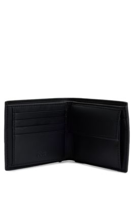 BOSS - Faux-leather wallet with signature stripe and branding - Black