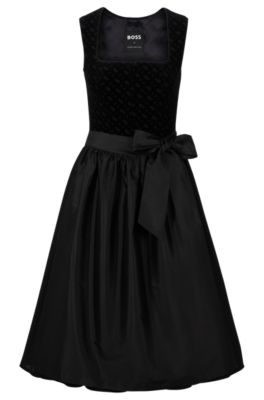 BOSS - BOSS x Kinga Mathe dirndl dress with monogram-velvet bodice - Black