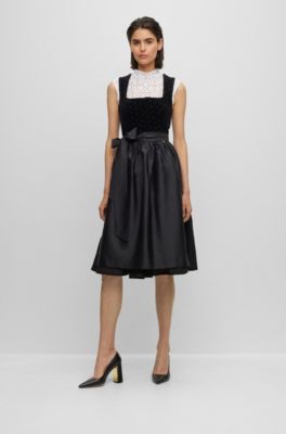 BOSS - BOSS x Kinga Mathe dirndl dress with monogram-velvet bodice - Black