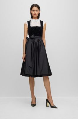 BOSS - BOSS x Kinga Mathe dirndl dress with monogram-velvet bodice - Black