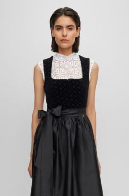 BOSS - BOSS x Kinga Mathe cropped blouse in floral lace - White