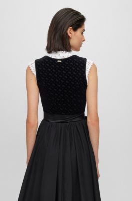 BOSS - Blusa recortada BOSS x Kinga Mathe em renda floral