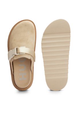 HUGO - Slipper aus Veloursleder mit Schnalle auf dem Riemen