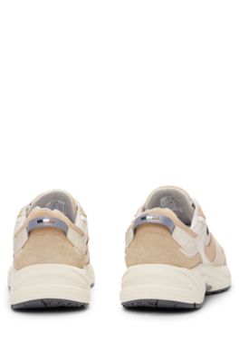 BOSS - Running-style trainers in mixed leathers with mesh trims - Light ...