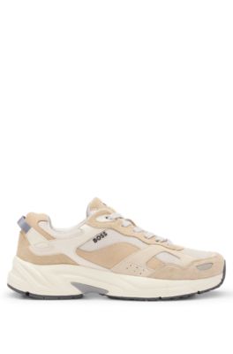 BOSS - Running-style trainers in mixed leathers with mesh trims - Light ...