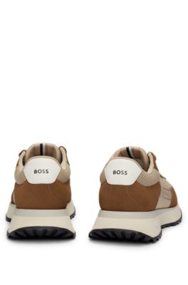 BOSS - Mixed-material trainers with suede and faux leather - Light Brown