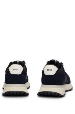 BOSS - Mixed-material trainers with suede and faux leather