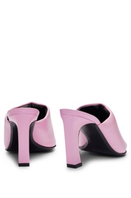 HUGO - Padded-leather mules with stacked logo and open toe