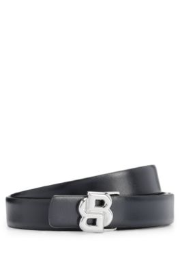 BOSS - Reversible leather belt with Double B monogram buckle - Black ...