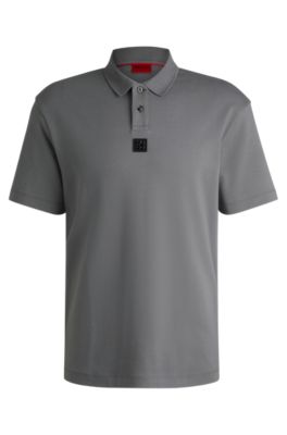 HUGO - コットンインターロック ポロシャツ スタックロゴ - グレー