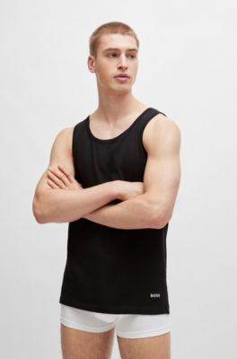BOSS - Three-pack of tank-top vests in cotton - Black / Green / Blue