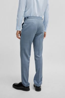 HUGO - Three-piece slim-fit suit in patterned stretch cloth - Blue