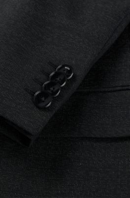 BOSS - Slim-fit suit in micro-patterned virgin wool - Black
