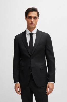 BOSS - Traje slim fit de lana virgen con microestampado - Negro