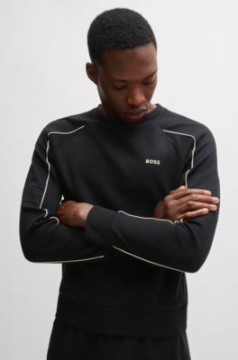 BOSS - Stretch-cotton regular-fit sweatshirt with embossed artwork - Black