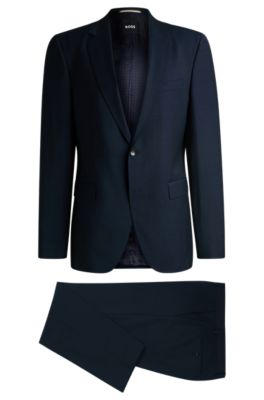 BOSS - Regular-fit suit in micro-patterned stretch cloth
