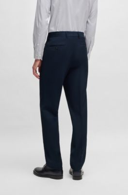 BOSS - Regular-fit suit in micro-patterned stretch cloth - Dark Blue