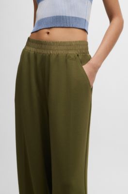 BOSS - Wide-leg trousers in stretch fabric - Dark Green