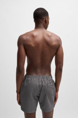 BOSS - Logo-label swim shorts with seasonal pattern - Black