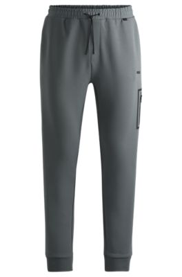 BOSS - Cotton-blend tracksuit bottoms with decorative reflective logo ...